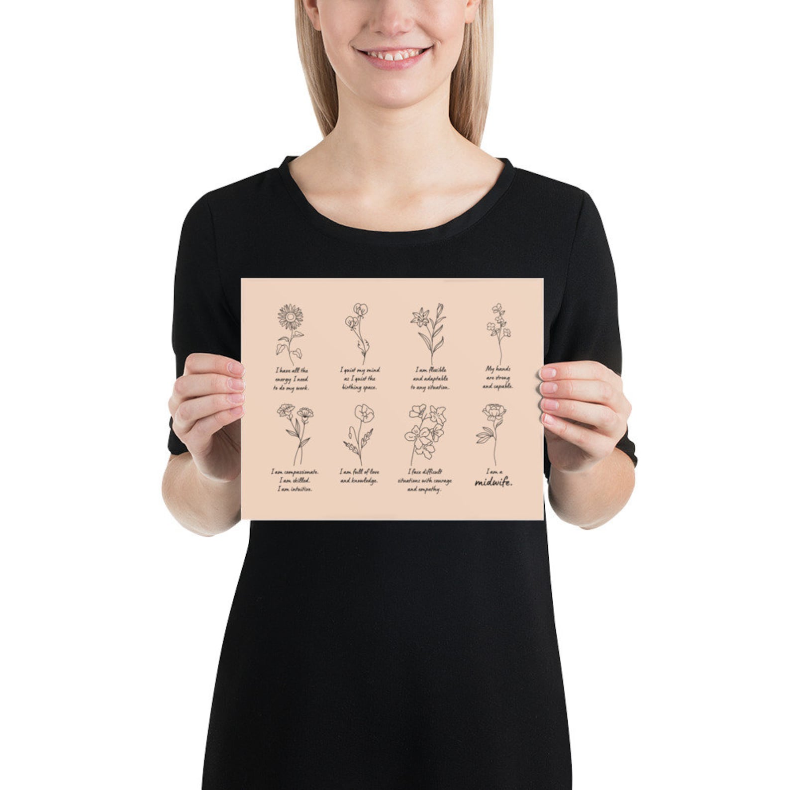 Floral Midwife Wall Art Certified Midwife Art Print Thank - Etsy