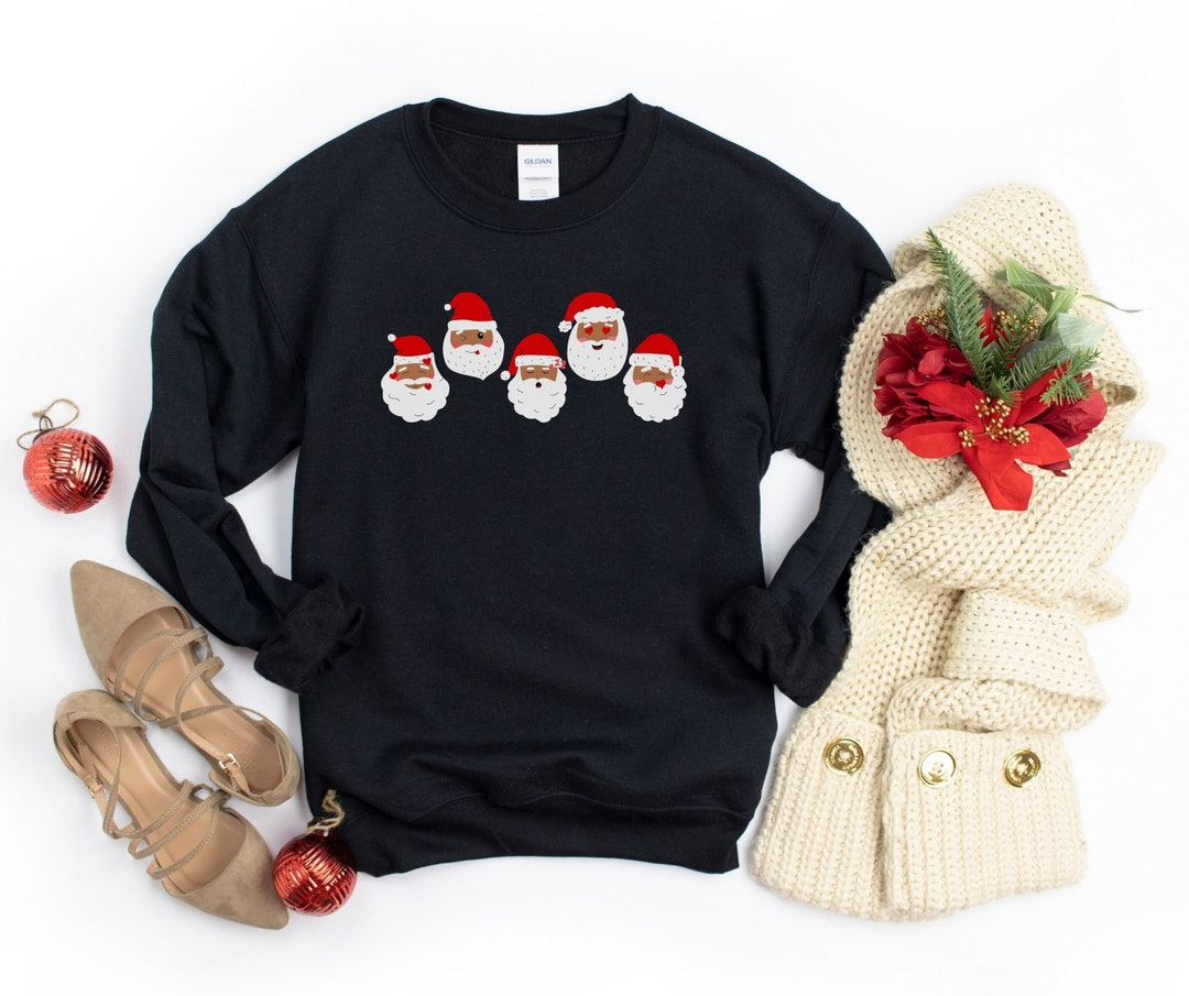 Black Santa Sweatshirt, Christmas Sweatshirt, African American Santa ...