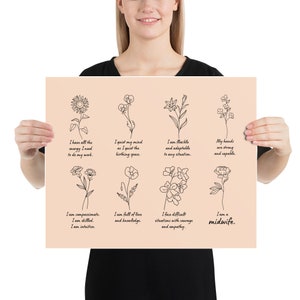 Floral Midwife Wall Art, Certified Midwife Art Print, Thank You Gift ...