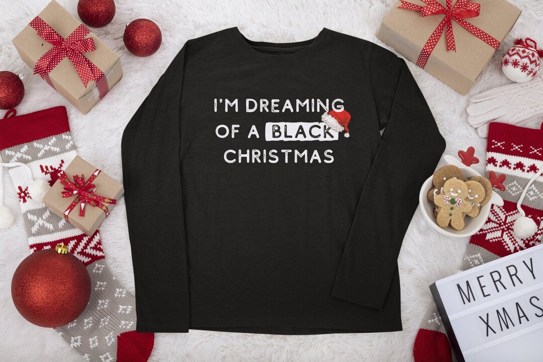 Long Sleeved Christmas Shirt, Black Santa Shirt, Black Christmas Shirt ...