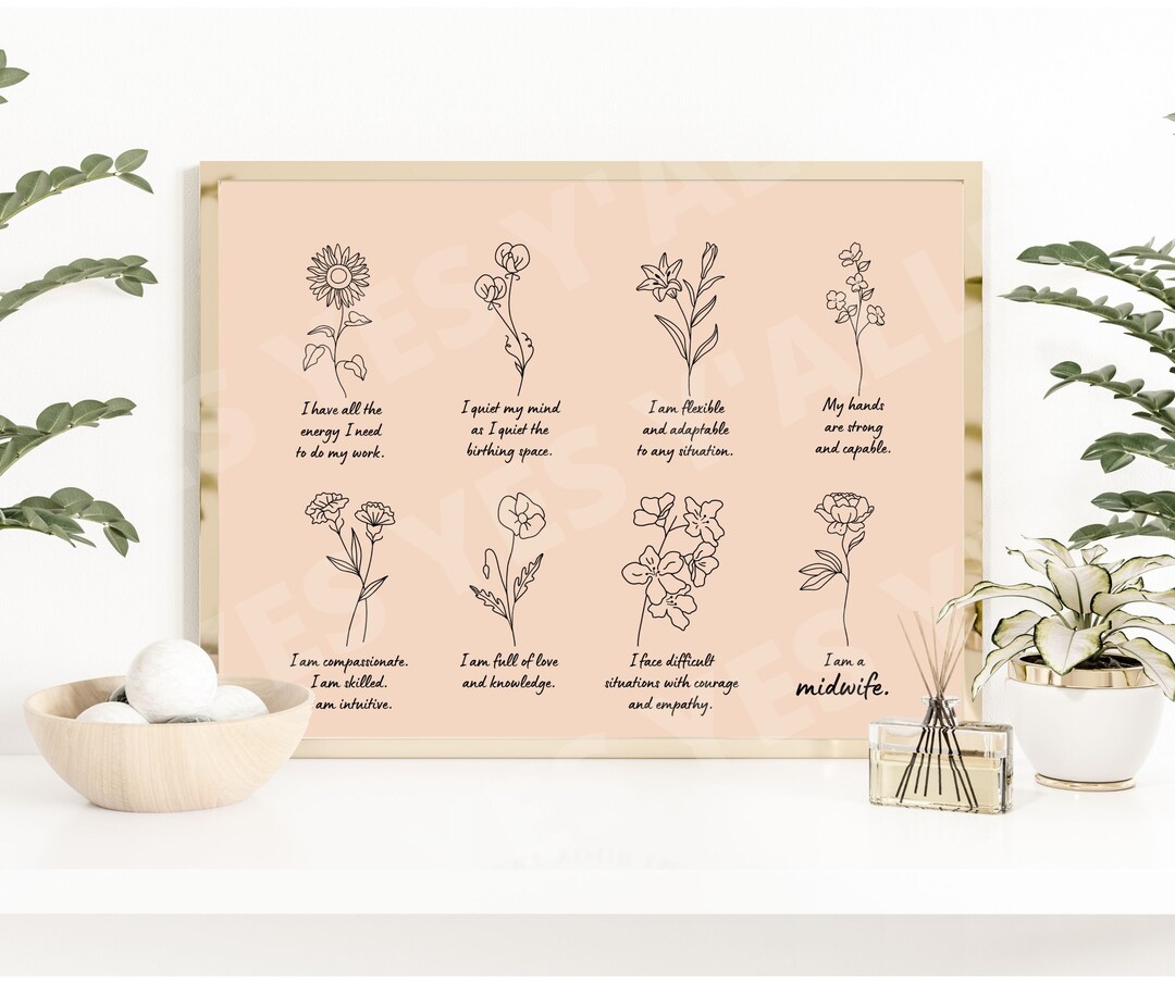 Floral Midwife Wall Art, Certified Midwife Art Print, Thank You Gift ...