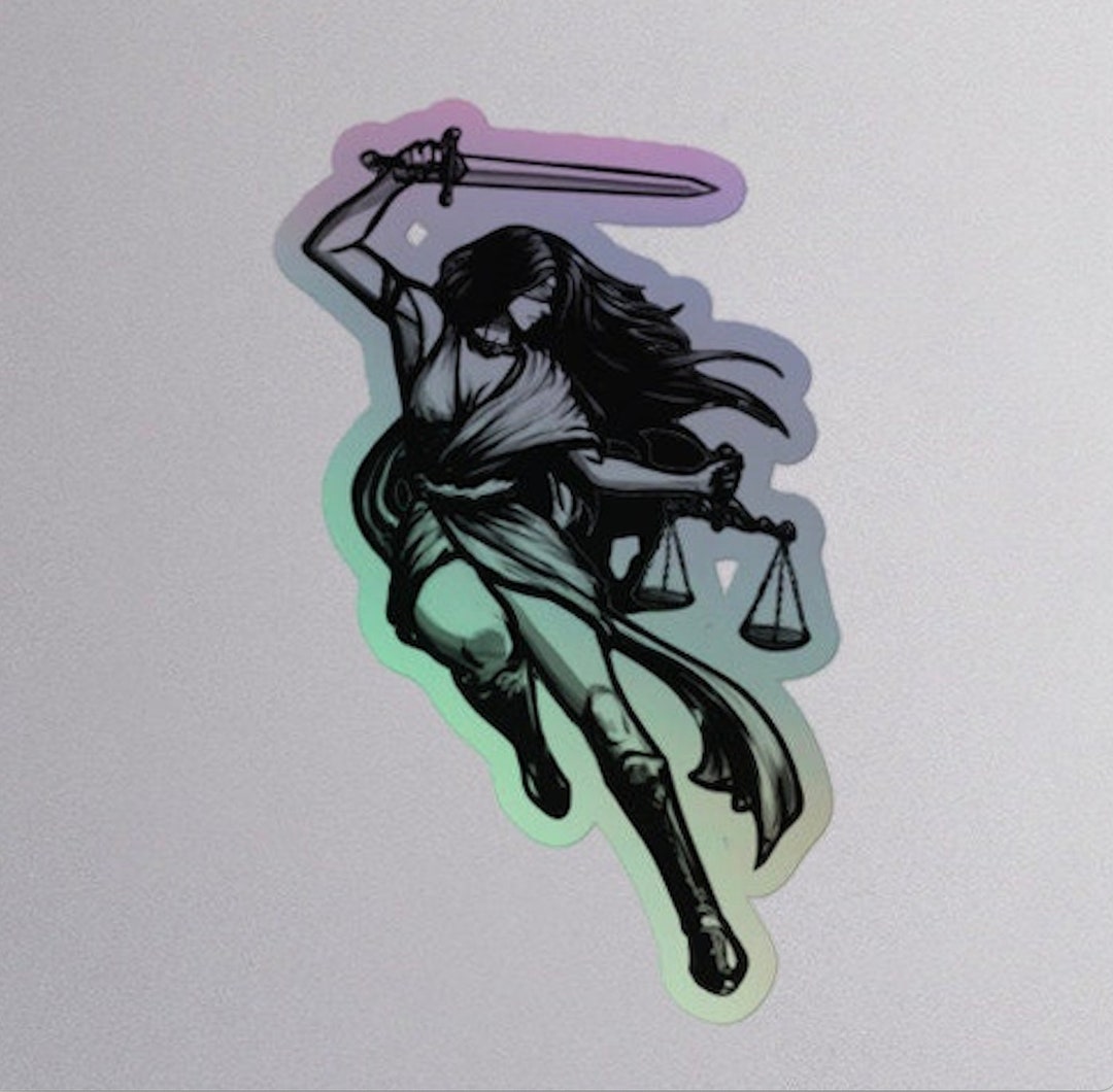 Lady Justice Holographic Law School Sticker - Laptop - Books - Phone - Etsy