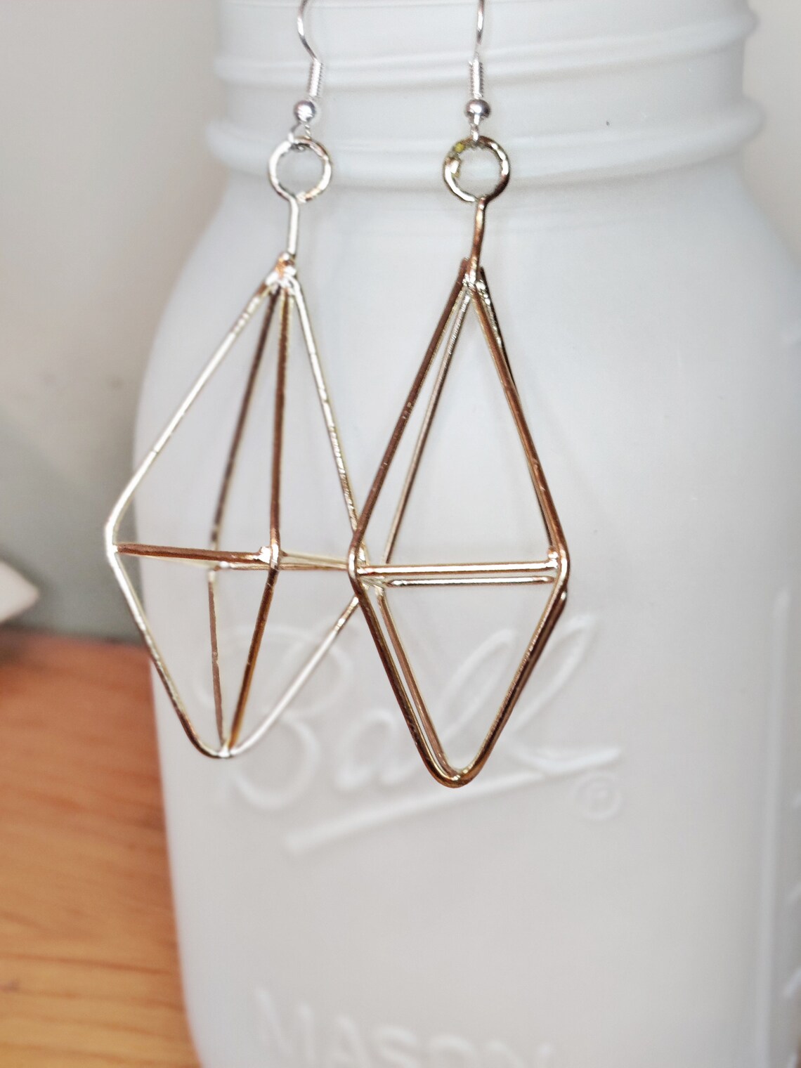 Prism Earrings Earrings Geometric Earrings Gold Earrings Wire Earrings ...