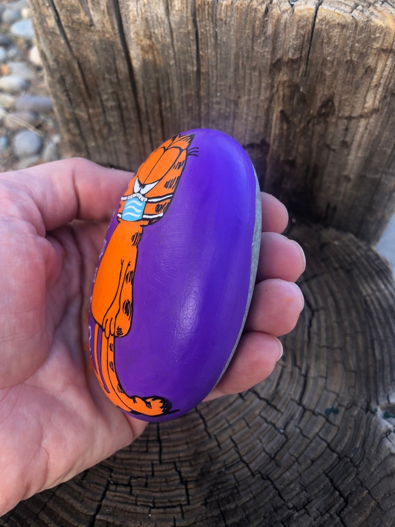 Grumpy Garfield Painted Rock - Etsy