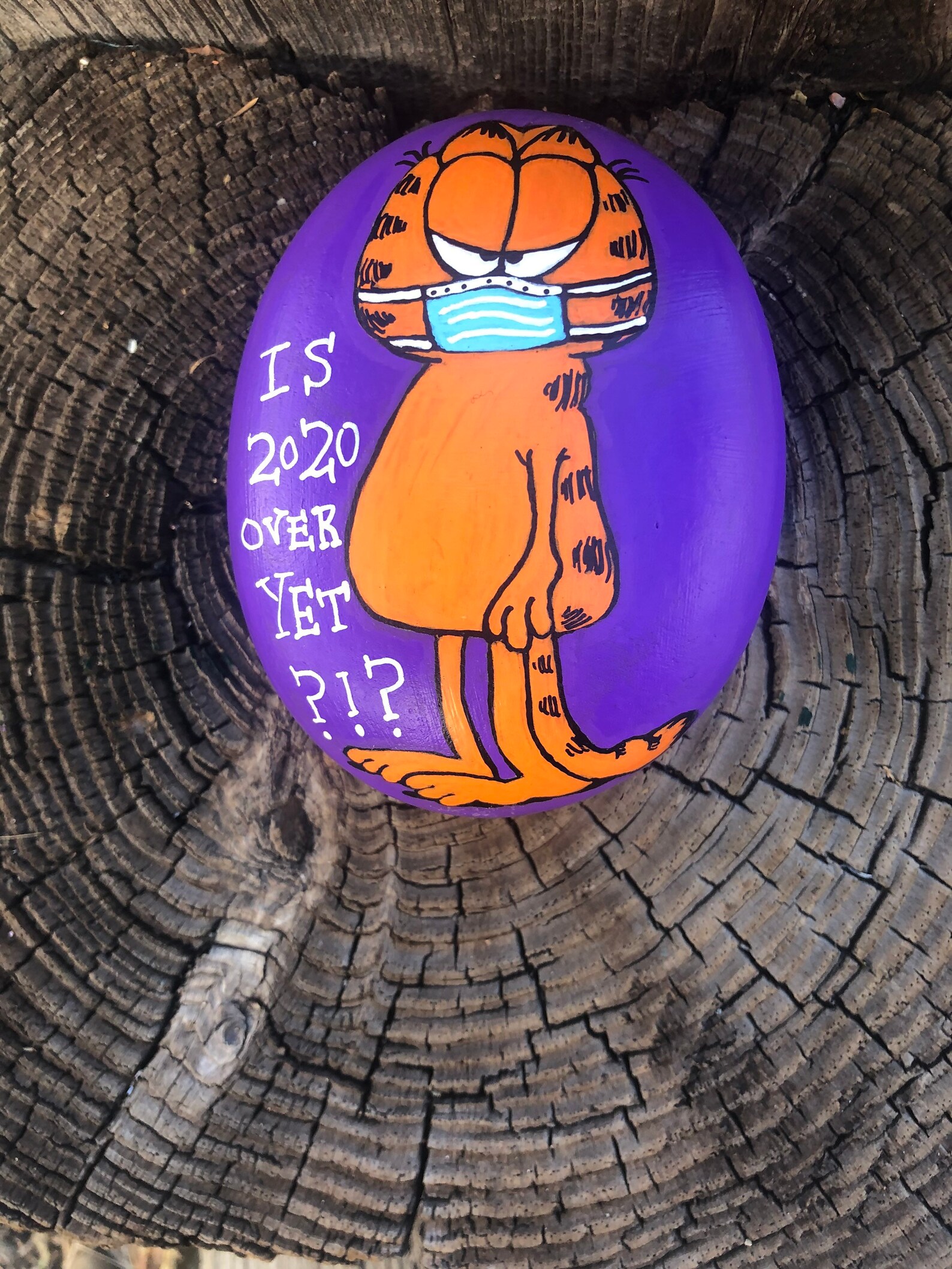 Grumpy Garfield Painted Rock - Etsy