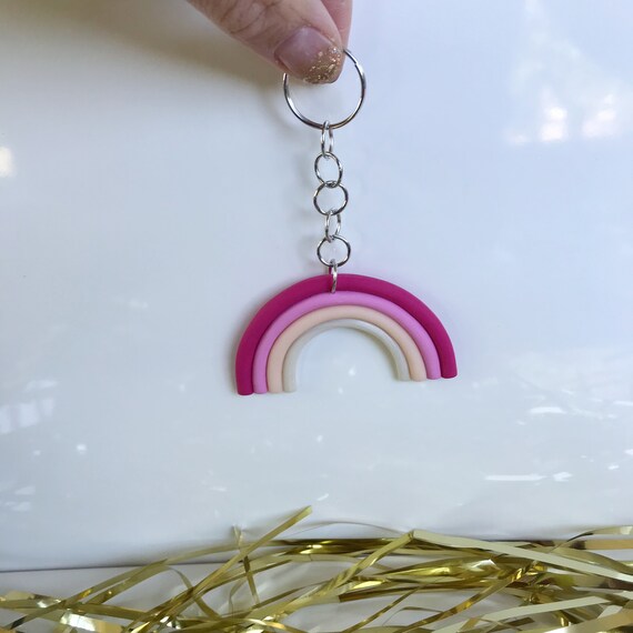 Llavero arco iris rosa pequeño | Etsy