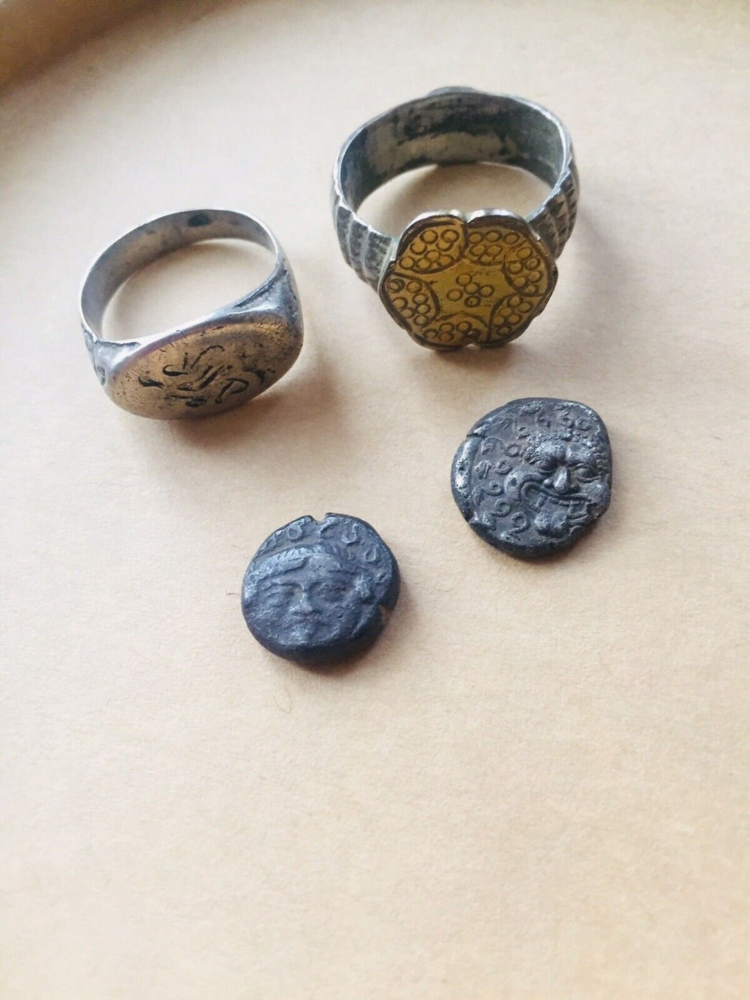 Rare Ancient Greek Silver Coins and Rings Collection Authentic ...