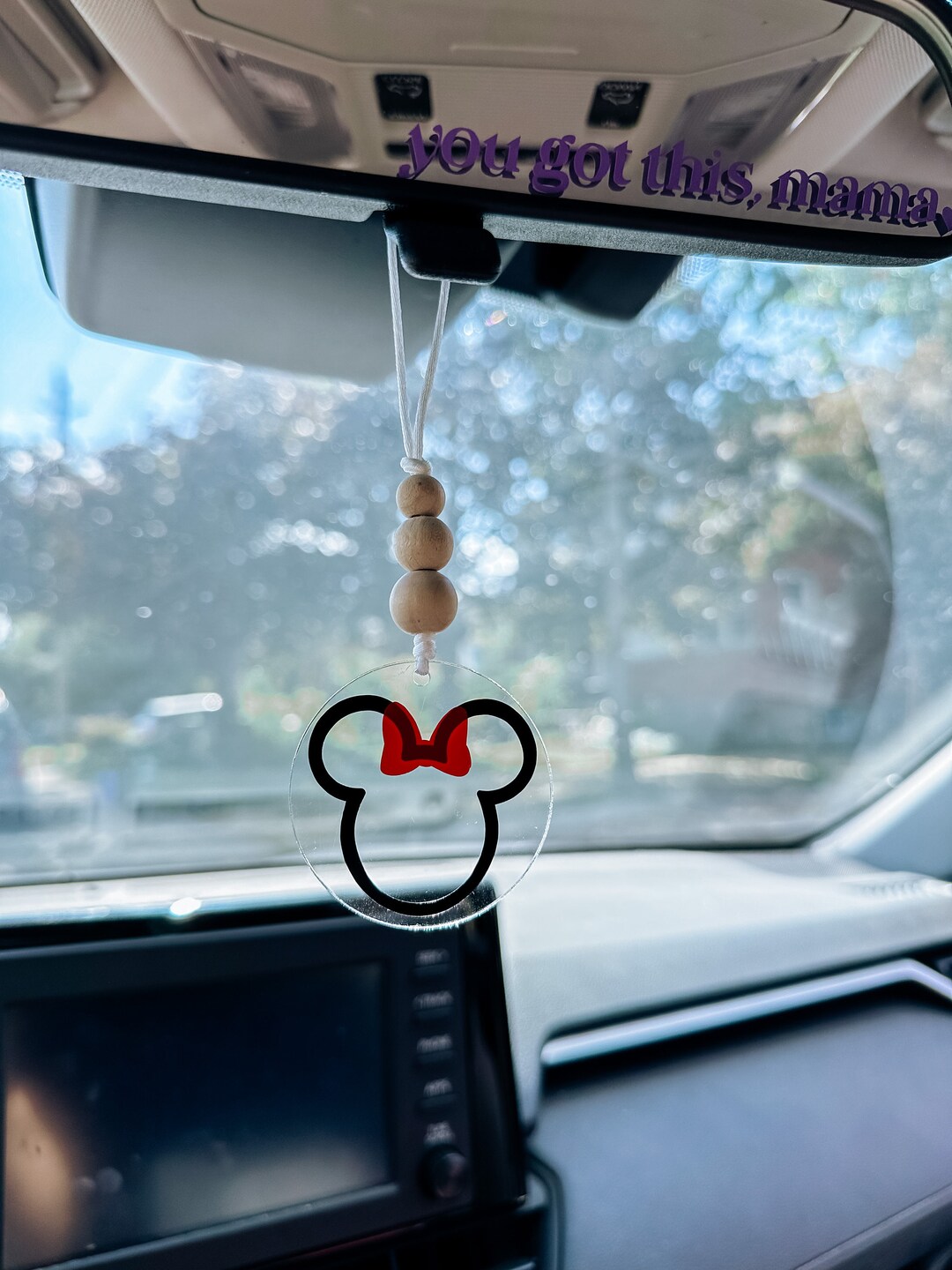 Car Charm Rear View Mirror, Minnie Mouse Car Charm, Car Rear View ...