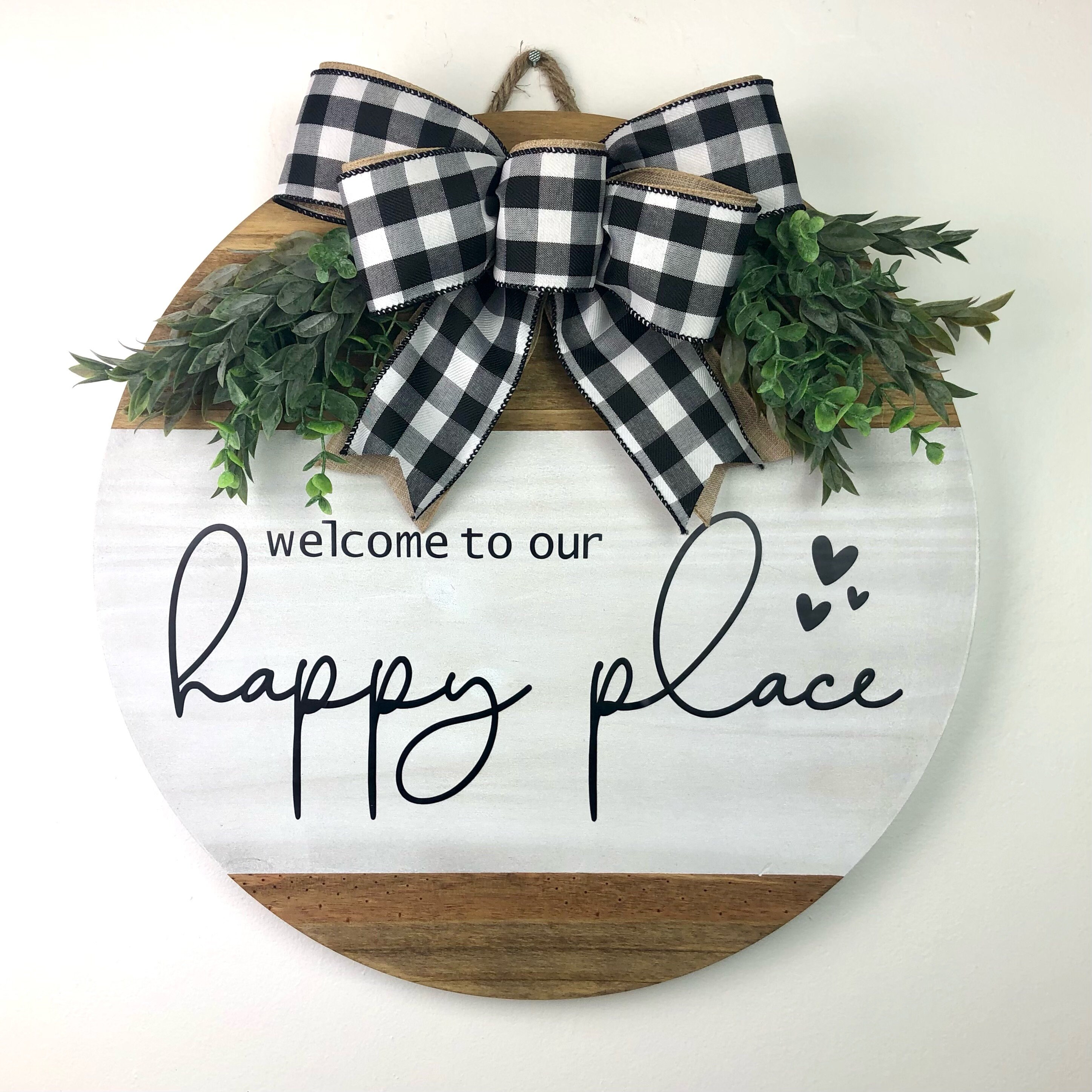 Welcome to Our Happy Place Door Hanger Wreath Door Decor - Etsy