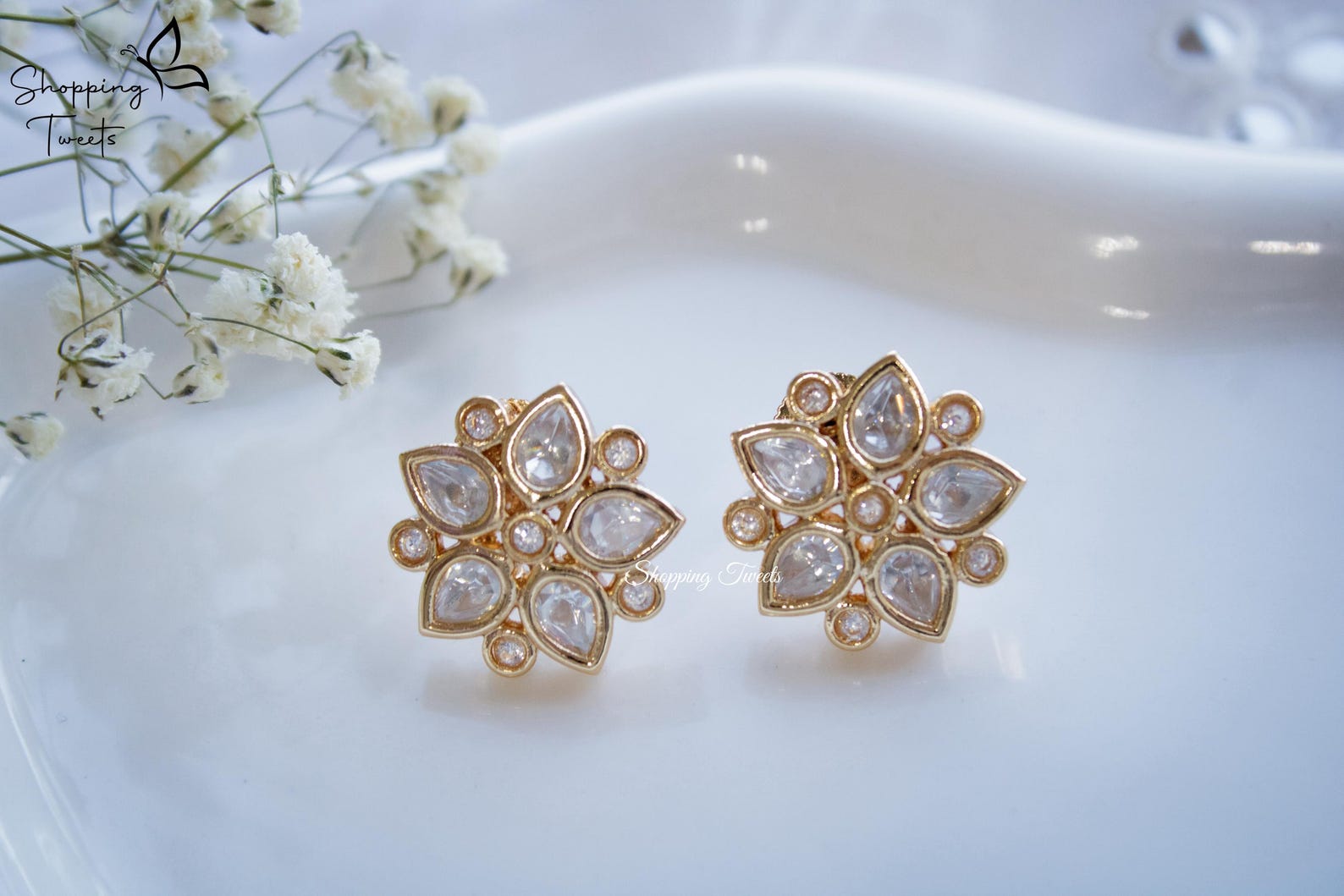 Tyaani Kundan Studs, Indian Earrings, Indian Studs, Traditional Studs ...