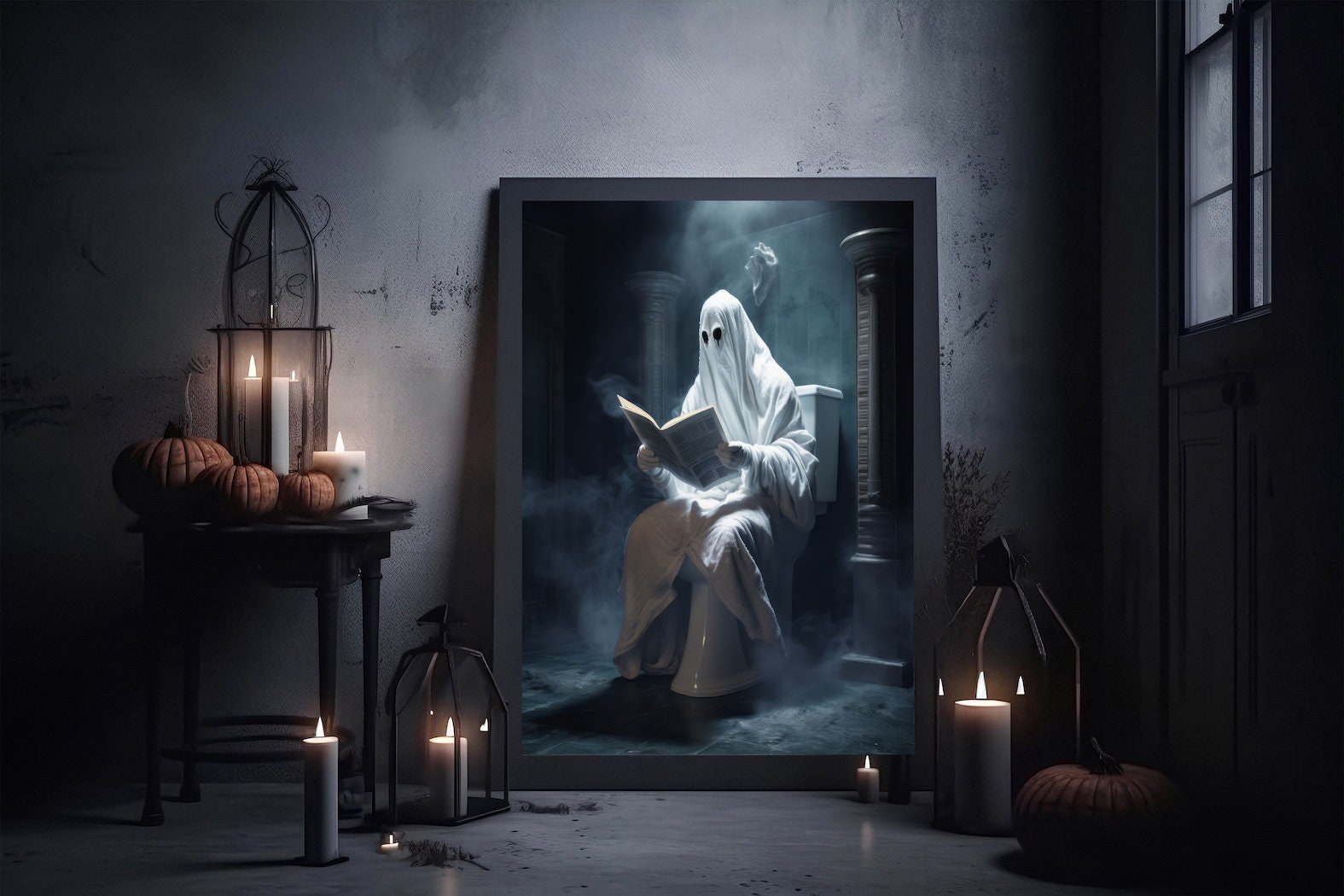 Ghost on a Toilet, Spooky Print, Ghosts Bio Break, Ghost Poster ...