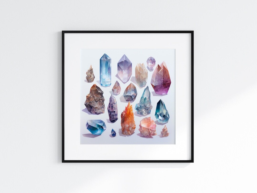 Crystals Print, Gemstone Wall Art, Gemstones Minerals Crystal, Dorm ...