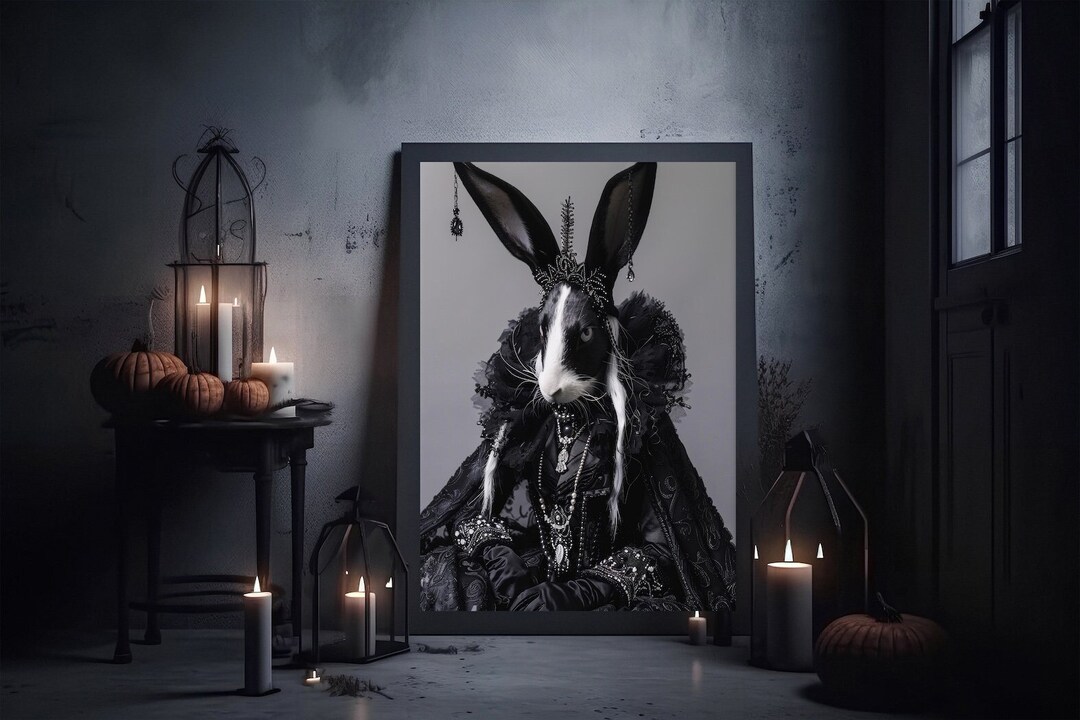 Vintage Goth Rabbit Portrait, Gothic Spooky Victorian Easter Card ...