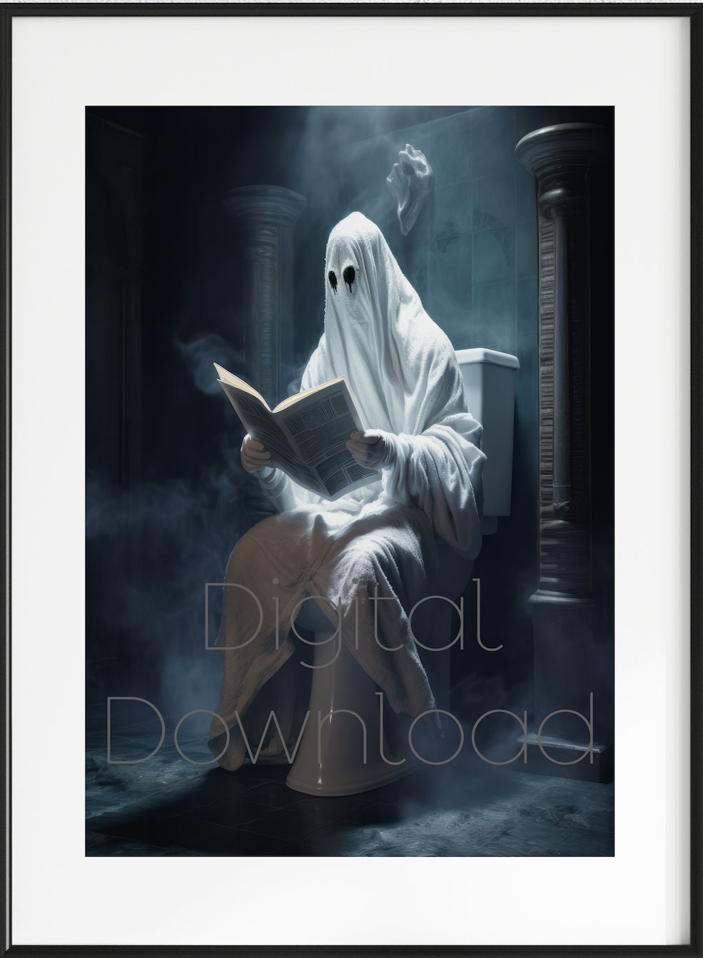 Ghost on a Toilet, Spooky Print, Ghosts Bio Break, Ghost Poster ...