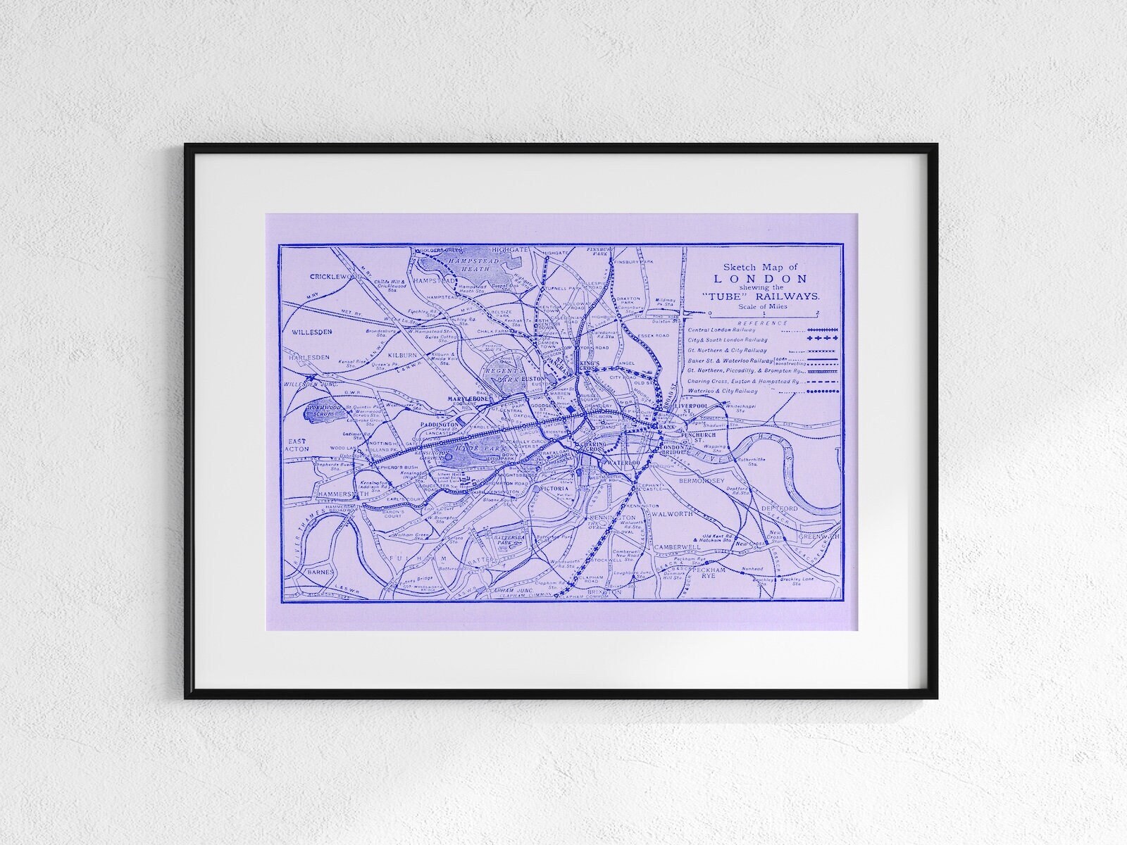 London Tube Rail Map, Vintage Maps, England UK, Dorm Bedroom, Printable ...
