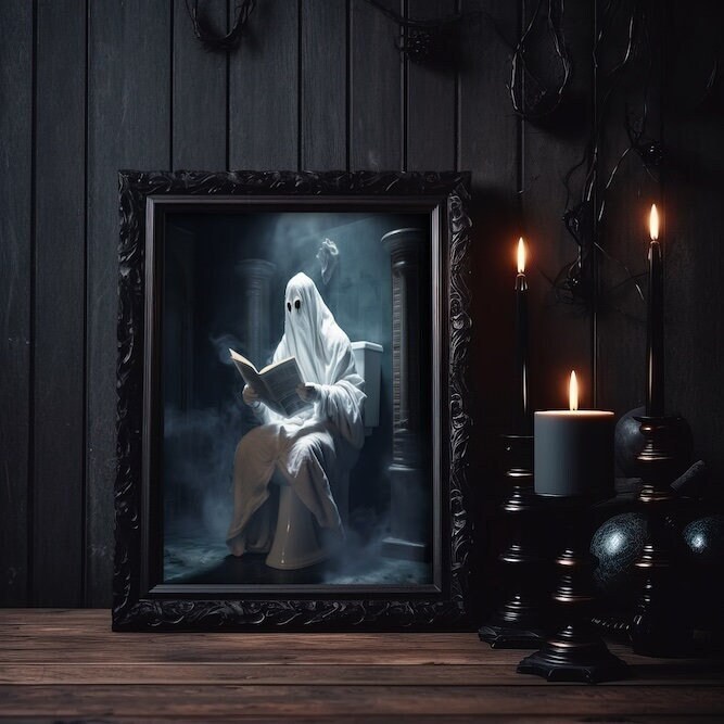 Ghost on a Toilet, Spooky Print, Ghosts Bio Break, Ghost Poster ...