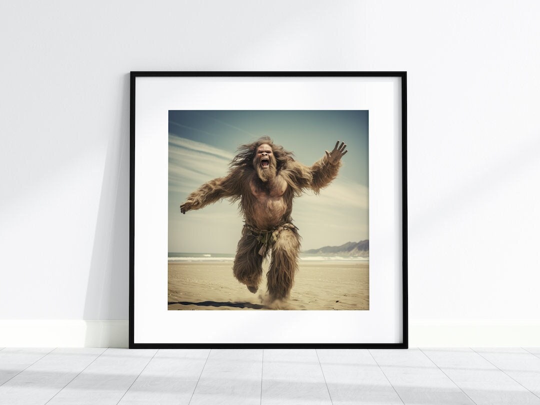Beachy Bigfoot Print: Sasquatch at the Beach (digital Download) - Etsy