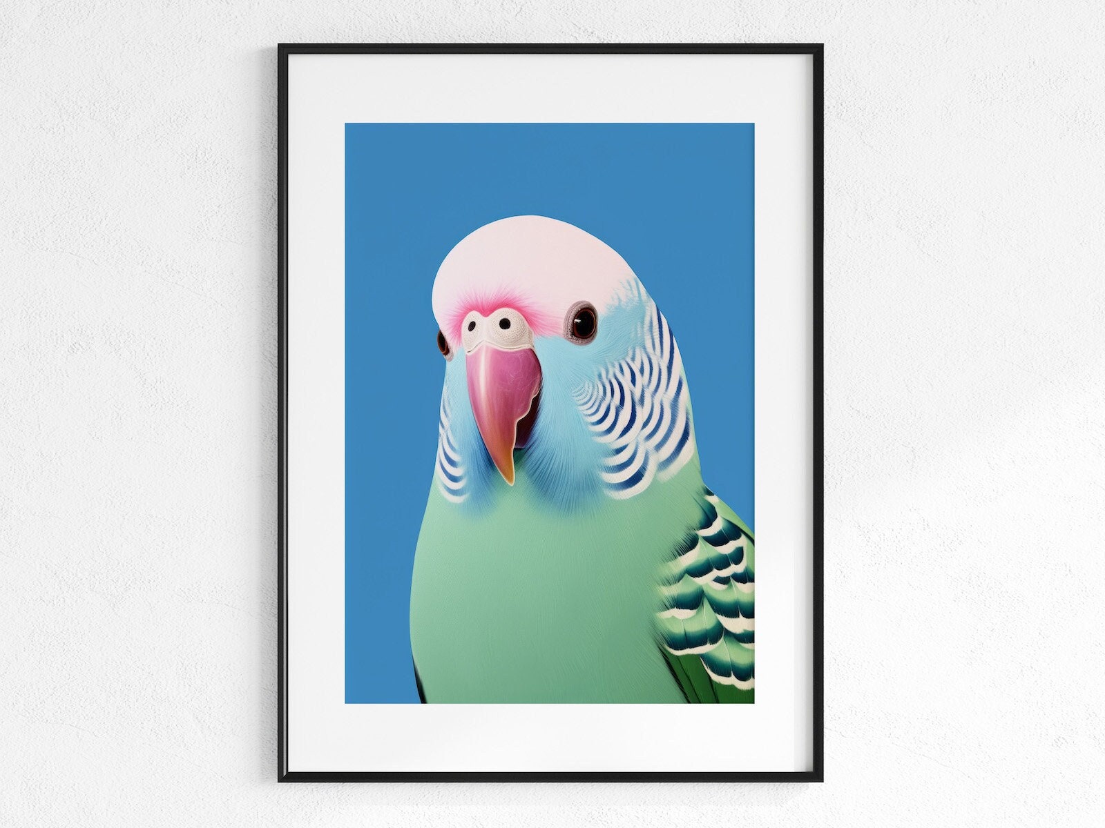 Parakeet Portrait, Pop Art, Budgie Illustration, Beach House Coastal ...