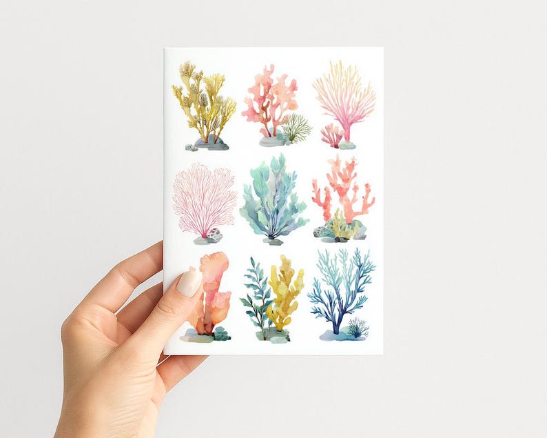 Sea Coral Greeting Cards | Coastal Note Cards Pack of 10 | Ocean Lover ...