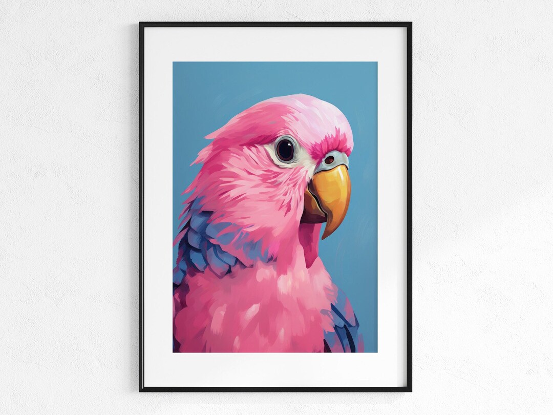 Parakeet Portrait, Pop Art, Budgie Illustration, Beach House Coastal ...
