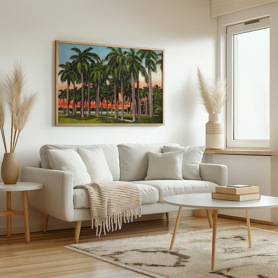 Vintage Florida Palm Trees Postcard, Coastal Home Decor, Beach House ...