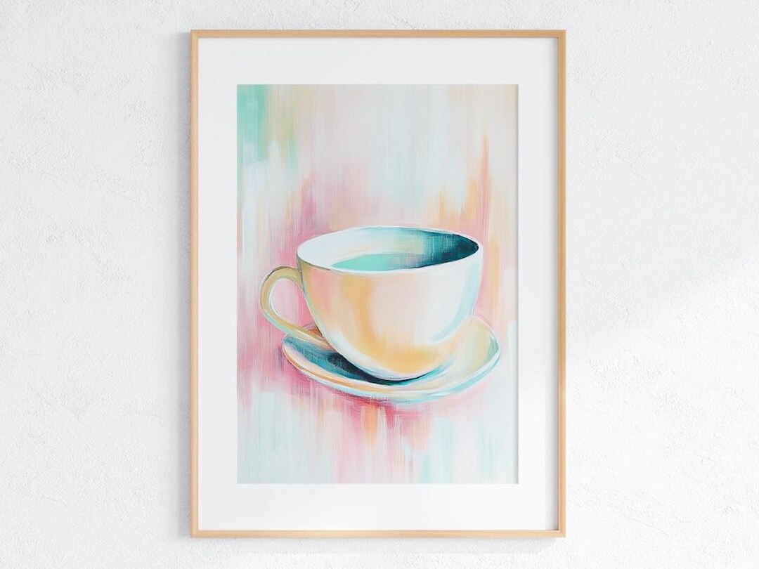 Teacup, Coffee Cup,pastel Pink Kitchen Art, English Tea, French Bakery ...