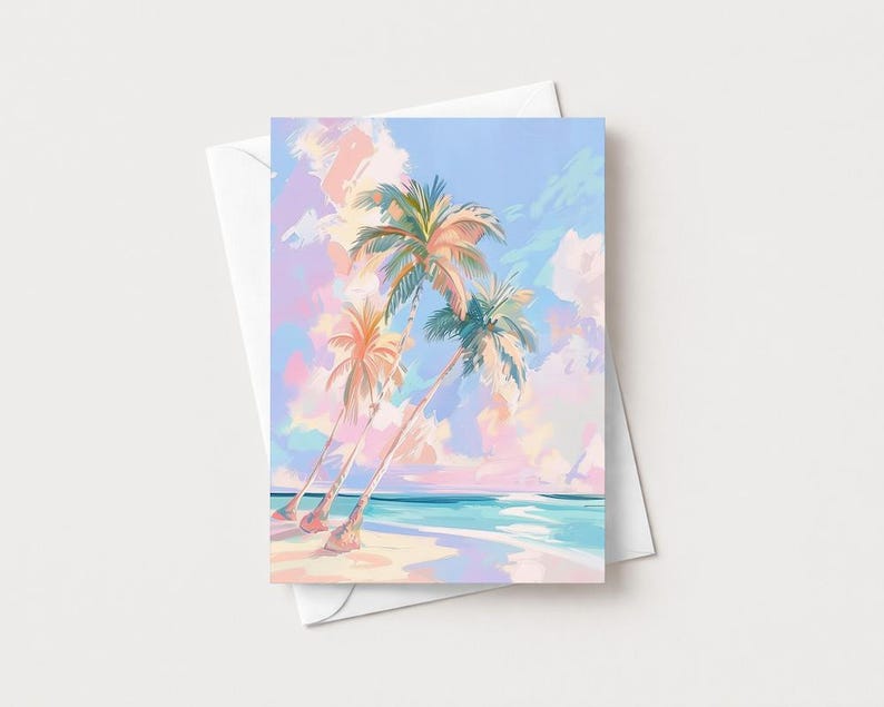 Palm Tree Greeting Cards | Tropical Beach Note Cards Pack of 10 | Beach ...