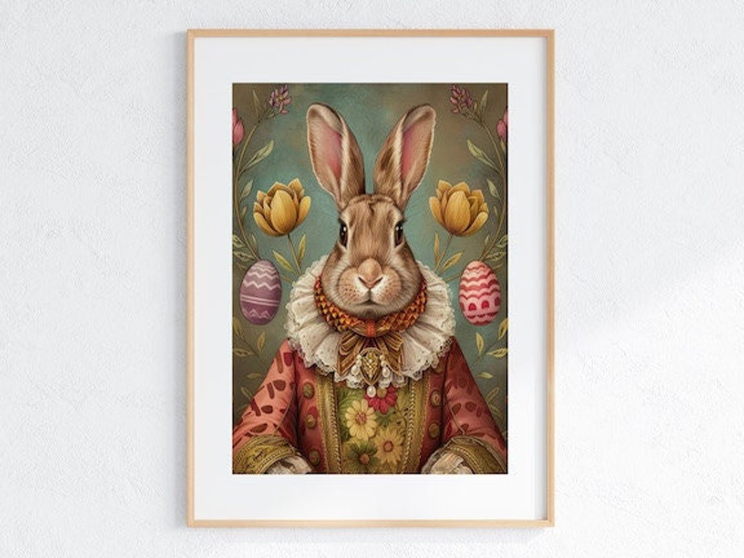 Vintage Elizabethan Rabbit Portrait, Vintage Easter Card Postcard ...