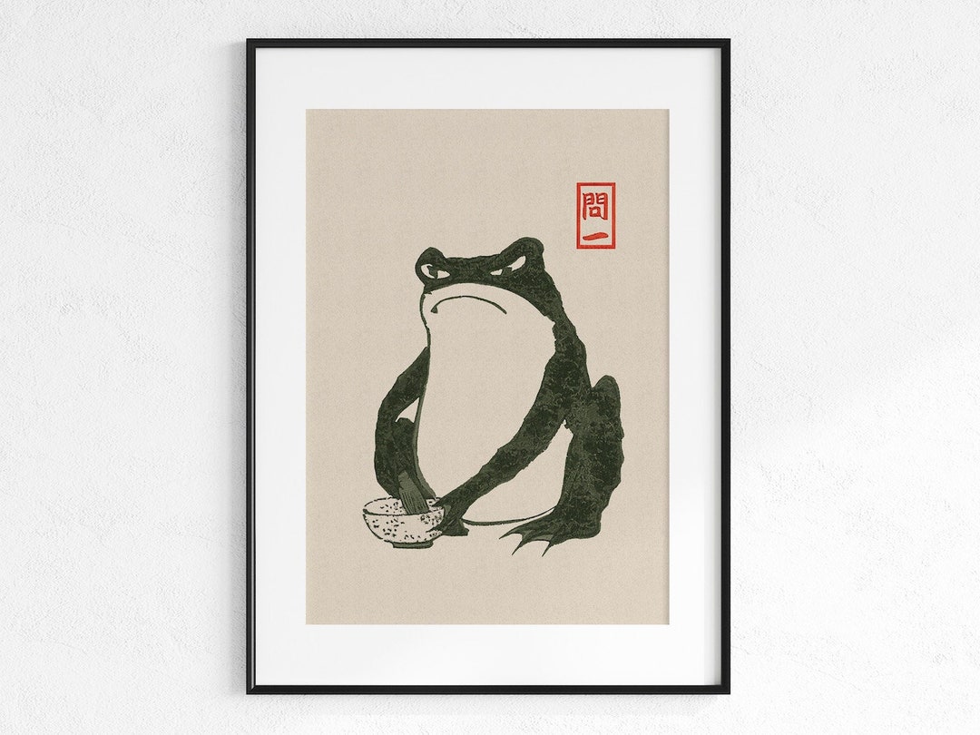 Japanese Matsumoto Hoji Frog, Vintage Woodblock Poster, Ukiyo-e Print ...