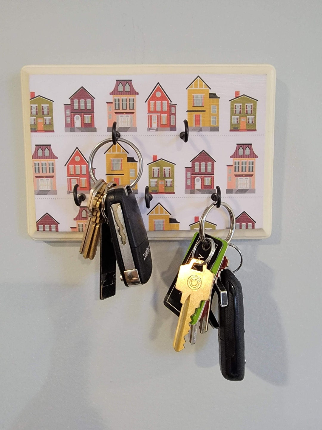 Wood Plaque House Print Key Holder - Etsy