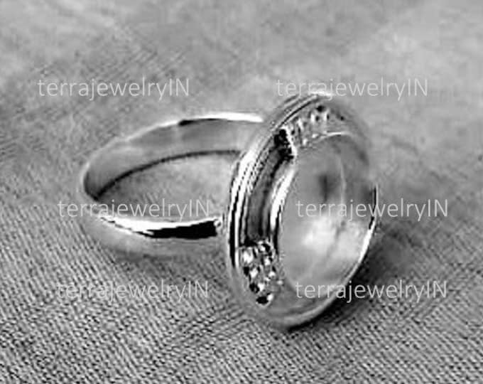 925 Sterling Silver Designer Ring Collet 3 Mm to 25 Mm Round Gemstone ...