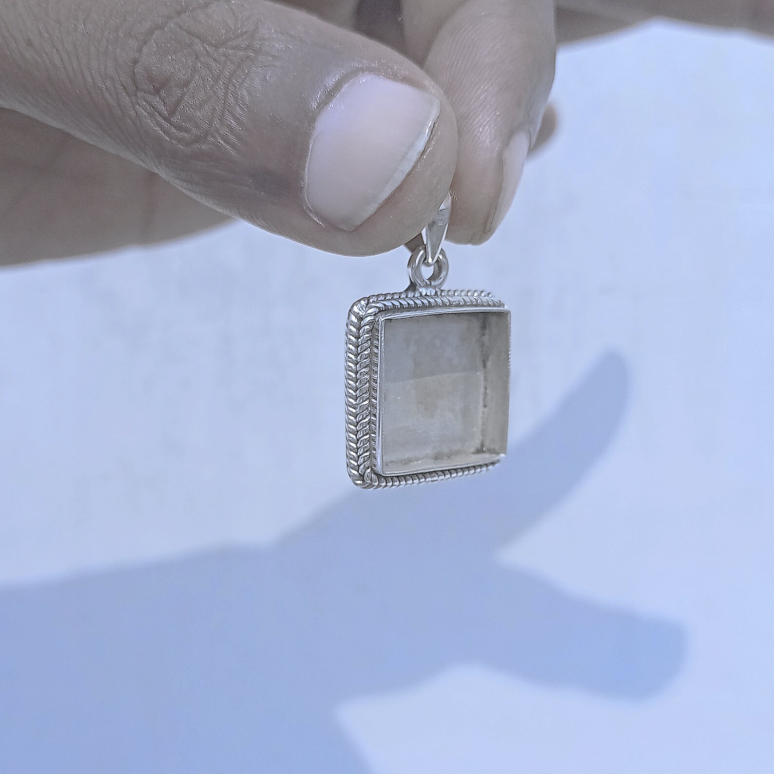 Double Twisted Wire Arround 925 Sterling Silver Square Bezel - Etsy