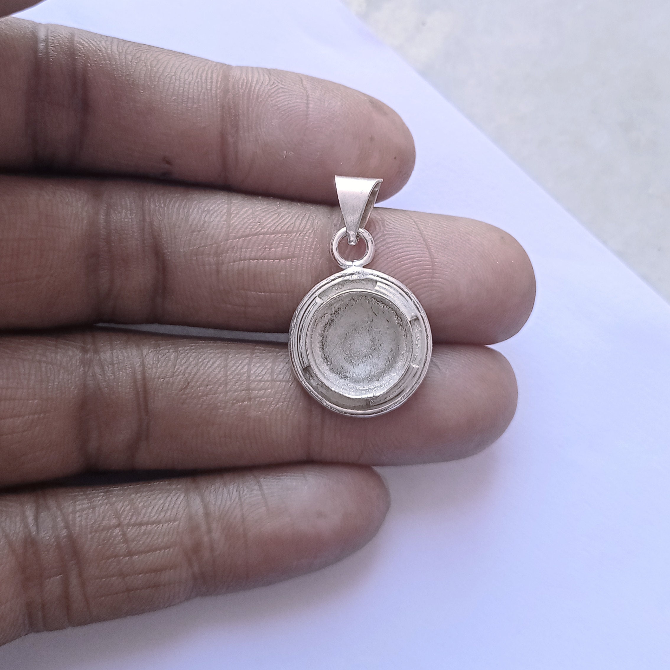 925 sterling silver pendant pendant bezel blanks for round | Etsy