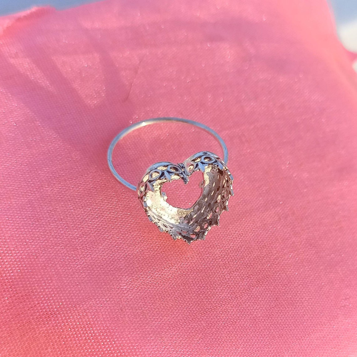 925 Sterling Silver Heart Shape Prong Ring Blank for Heart - Etsy