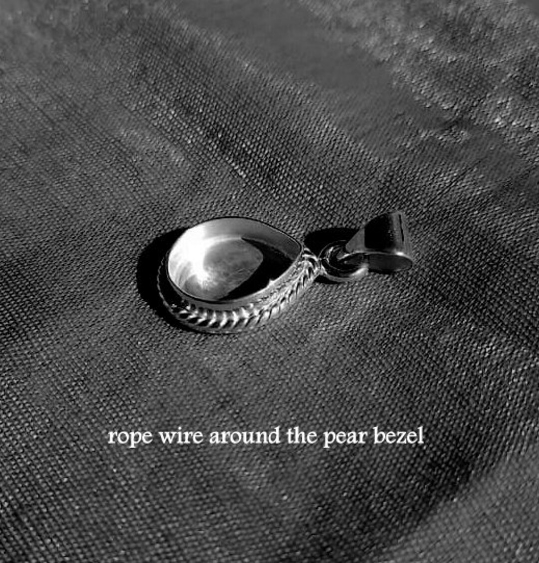 925 Sterling Silver Pear Shape Pendant Bezel Blank Setting With Twisted ...