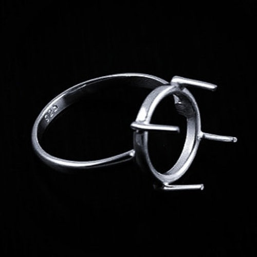 925 Sterling Silver Rectangle Shape Ring Prong Bezel Setting - Etsy