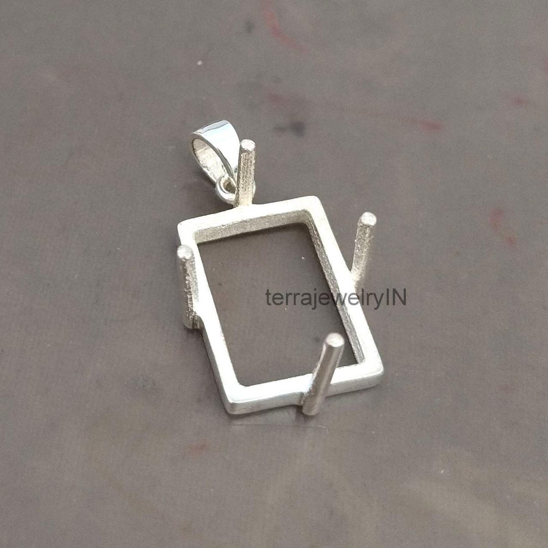 925 Sterling Silver Rectangle Pendant Blanks, Pendant Setting for ...