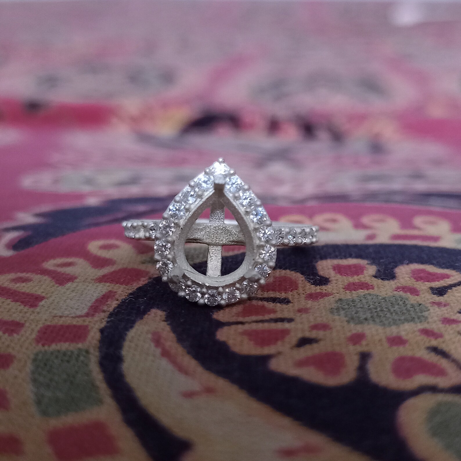 925 Sterling Silver Prong Setting Pear Bezel Blank Semi - Etsy