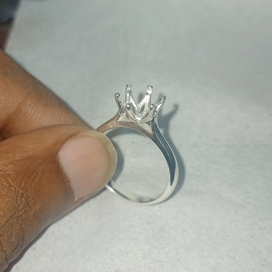 925 Sterling Silver Solitaire Round Ring Setting - Semi Mount Ring ...