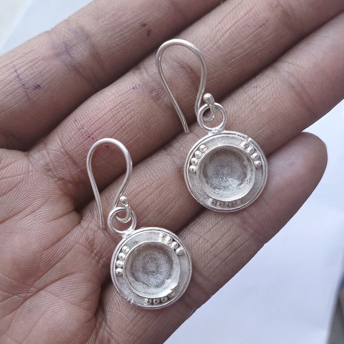 925 Sterling Silber Ohrhänger Rund Ohrring Rohlinge für runde | Etsy