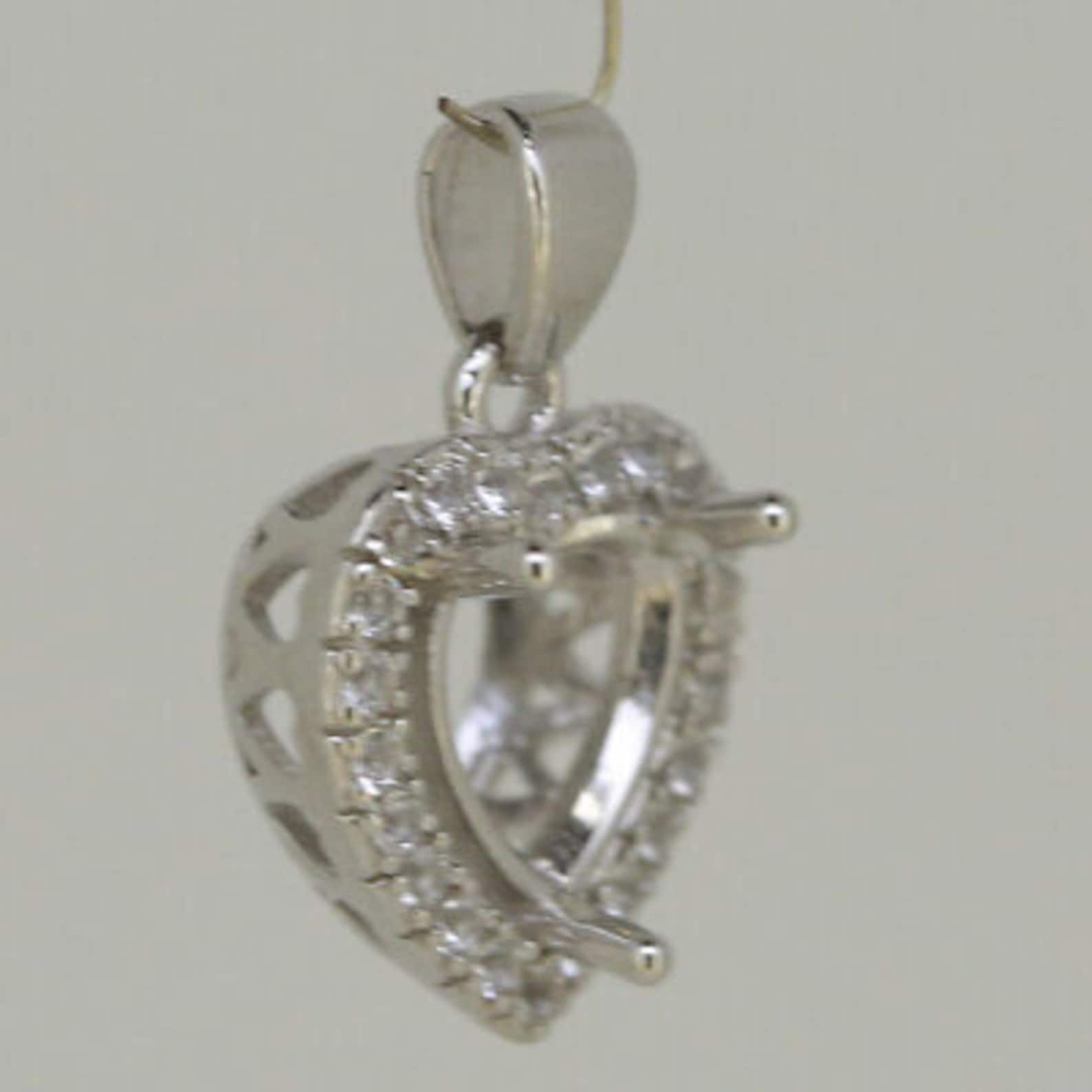 925 Sterling Silver Heart Shape Pendant Bezel Blankpendant - Etsy