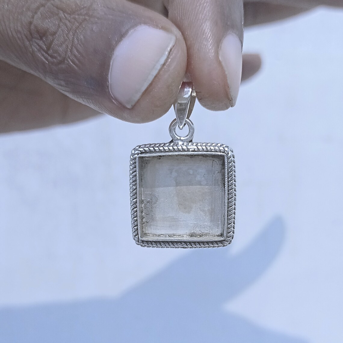 Double Twisted Wire Arround 925 Sterling Silver Square Bezel - Etsy