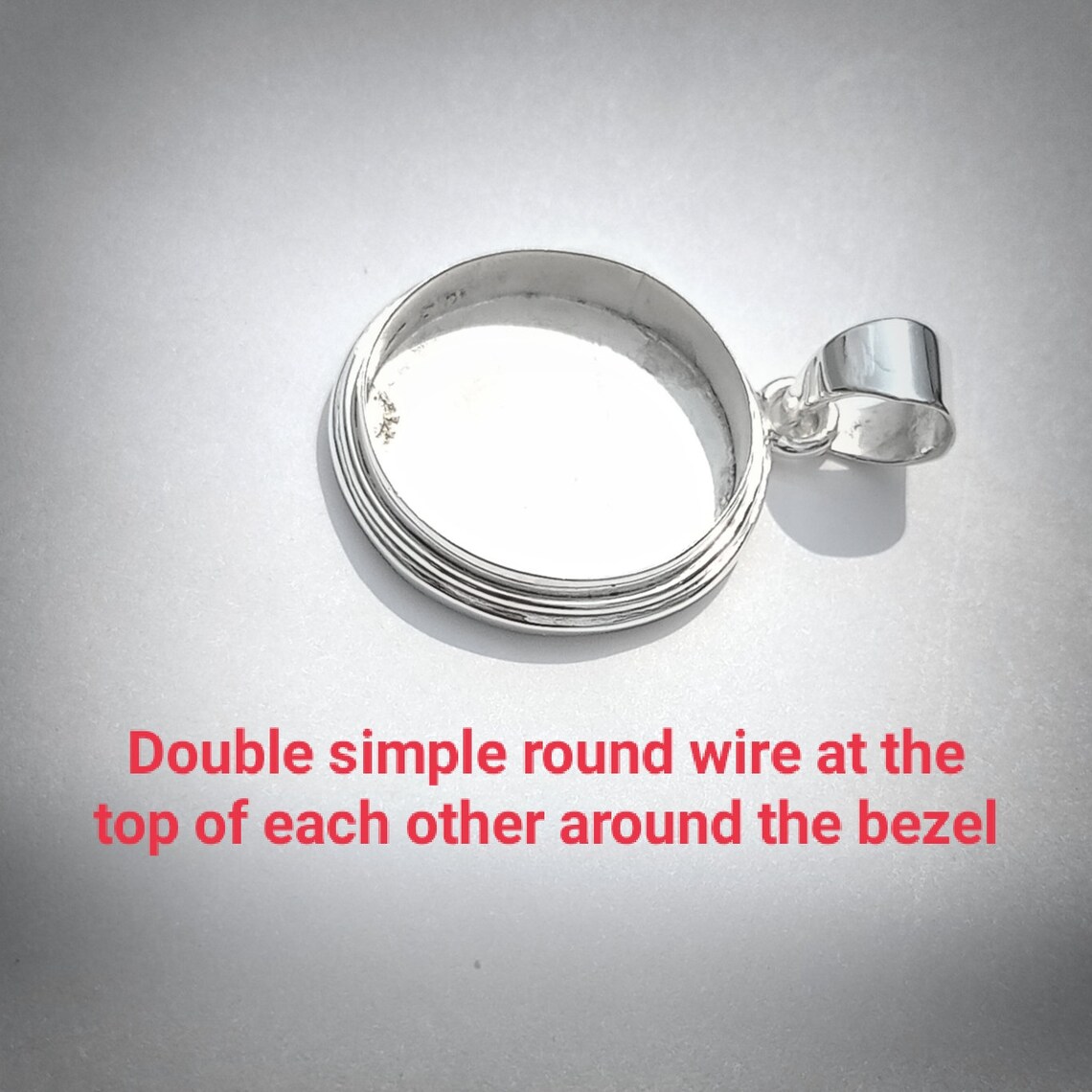 925 Sterling Silver Round Bezel Blank Pendant Double Wire - Etsy