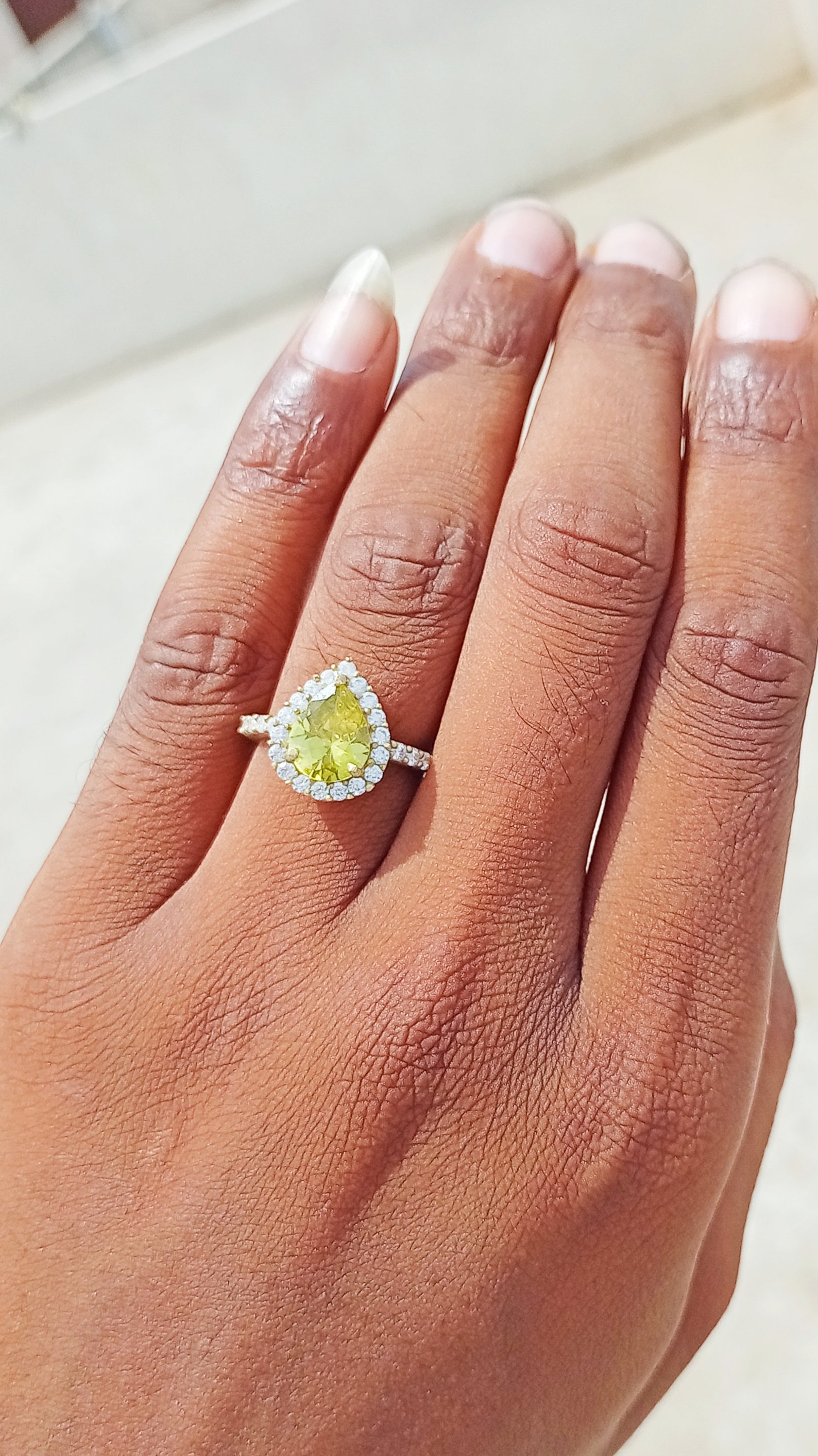 Green Diamond ring Swarovski diamond ring 925 sterling | Etsy