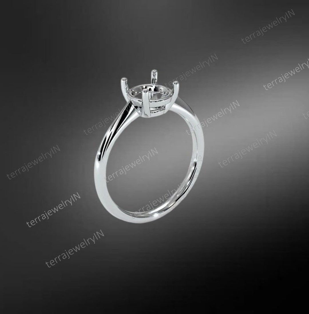 925 Sterling Silver Solitaire Round Engagement Ring Setting - Semi ...