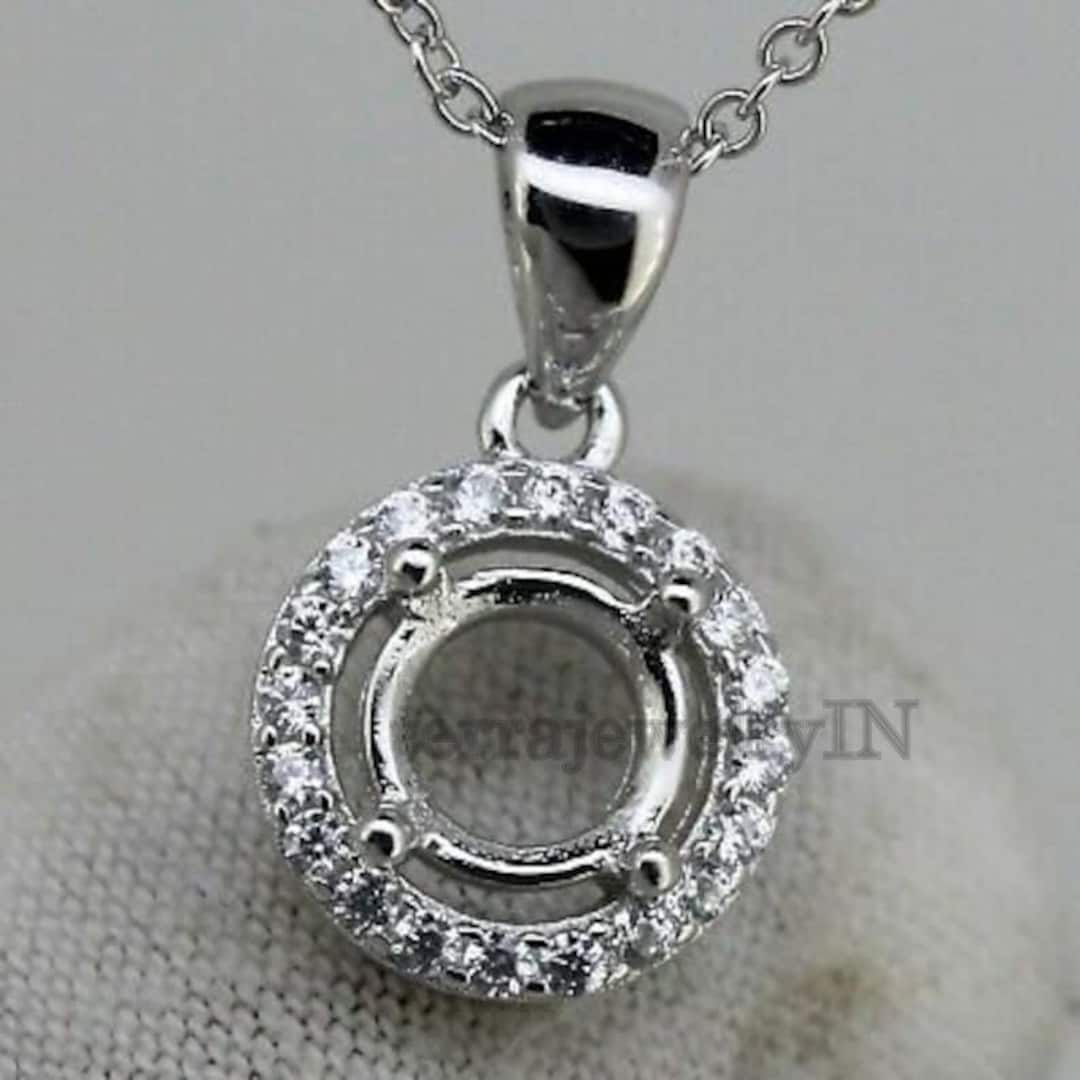 925 Sterling Silver Pren Notched Prong Setting Round Pendant Setting ...