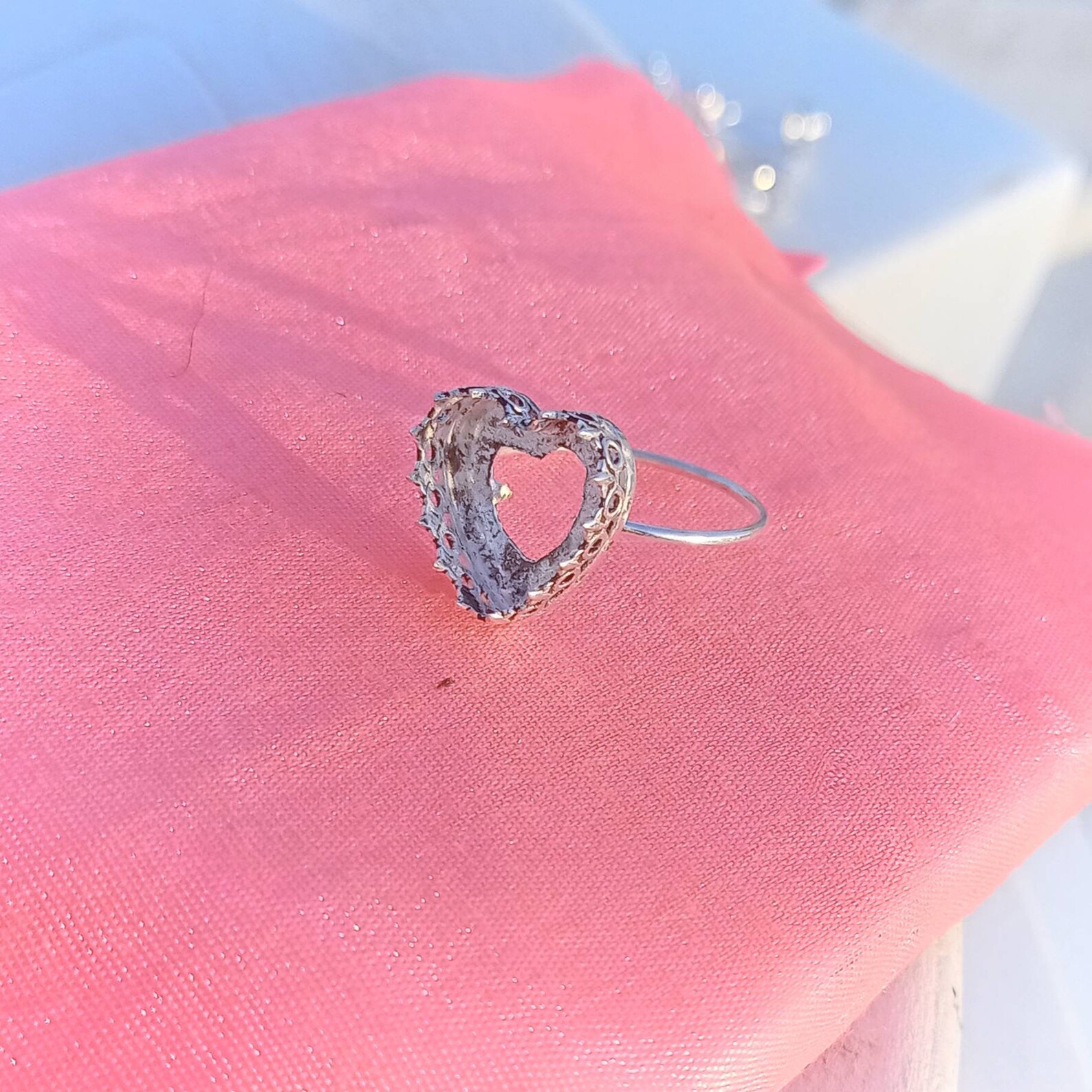 925 Sterling Silver Heart Shape Prong Ring Blank for Heart - Etsy