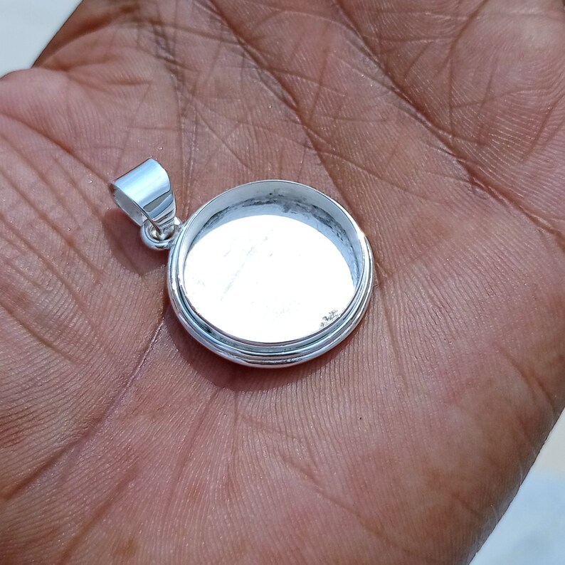 925 Sterling Silver Round Bezel Blank Pendant Double Wire - Etsy