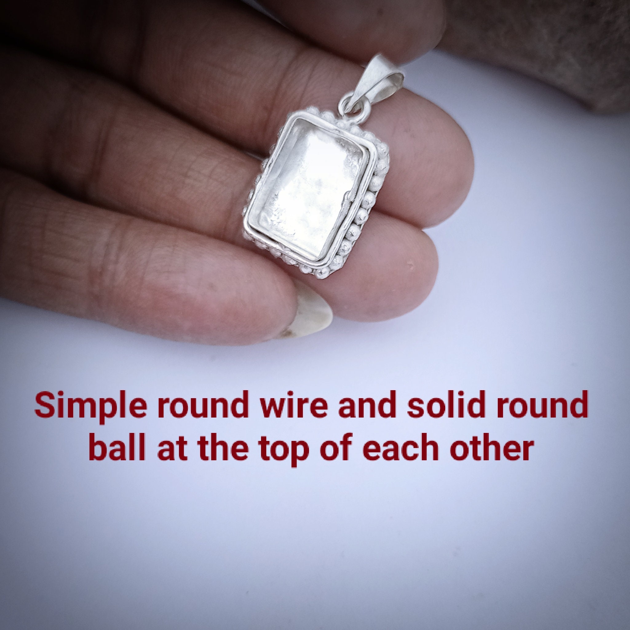 925 sterling silver rectangle bezel pendant blank with simple | Etsy