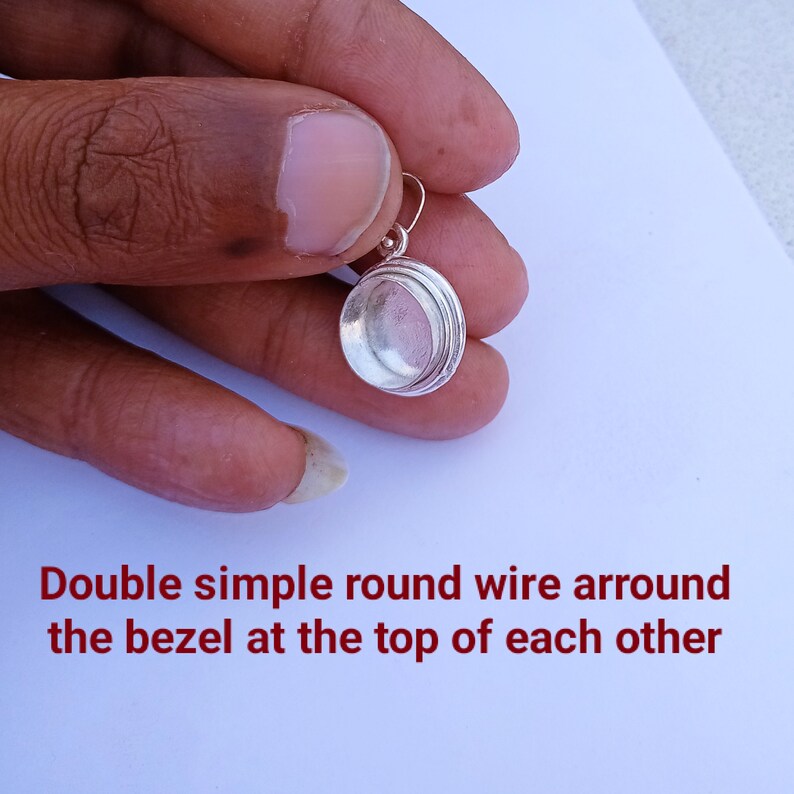 925 Sterling Silver Round Bezel Blank Pendant Double Wire - Etsy